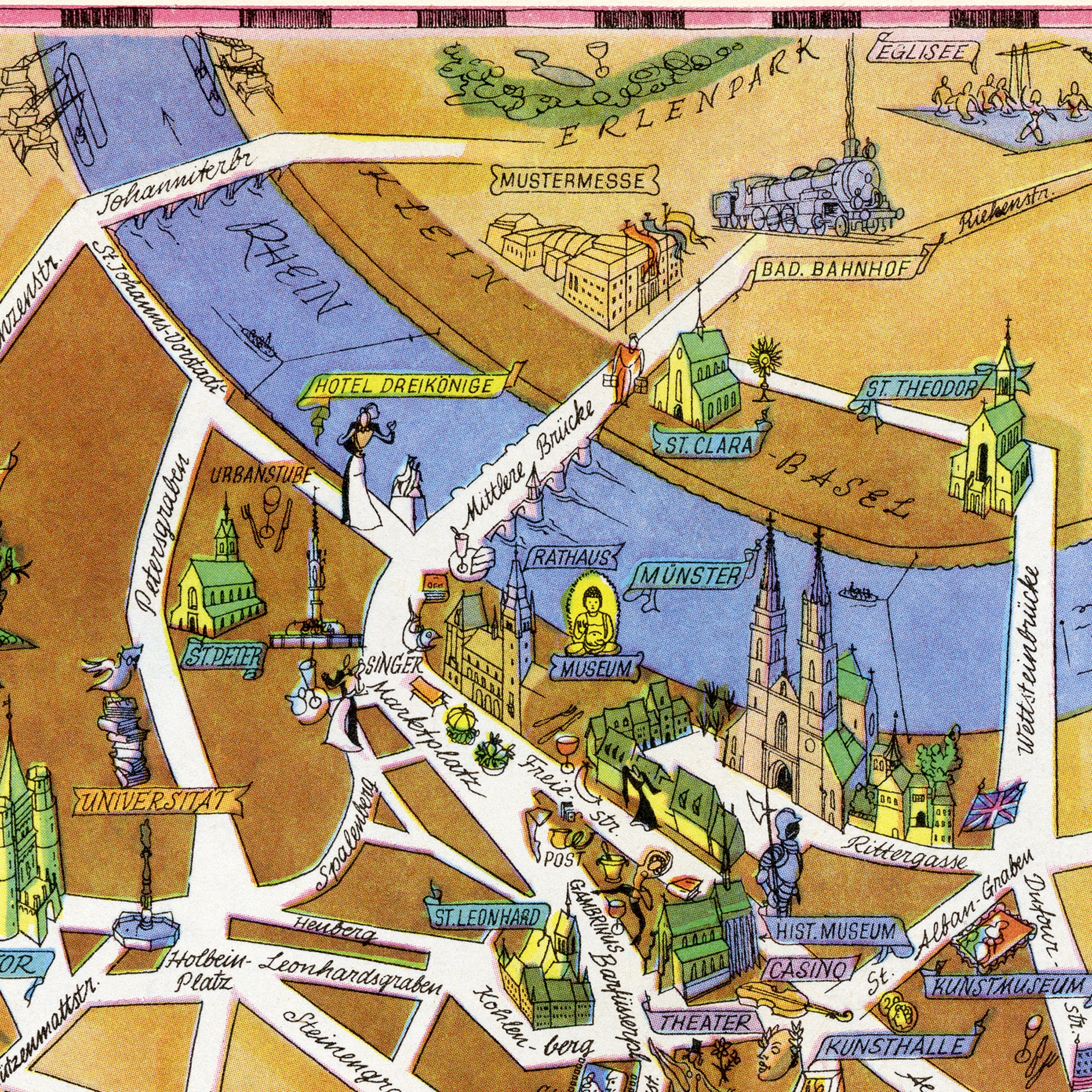 Fun Street Map of Basel in Switzerland – Digital Download PRINTABLE ...