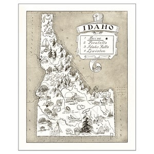 Pictorial State Map of Idaho – Digital Download PRINTABLE Vintage Fun ...
