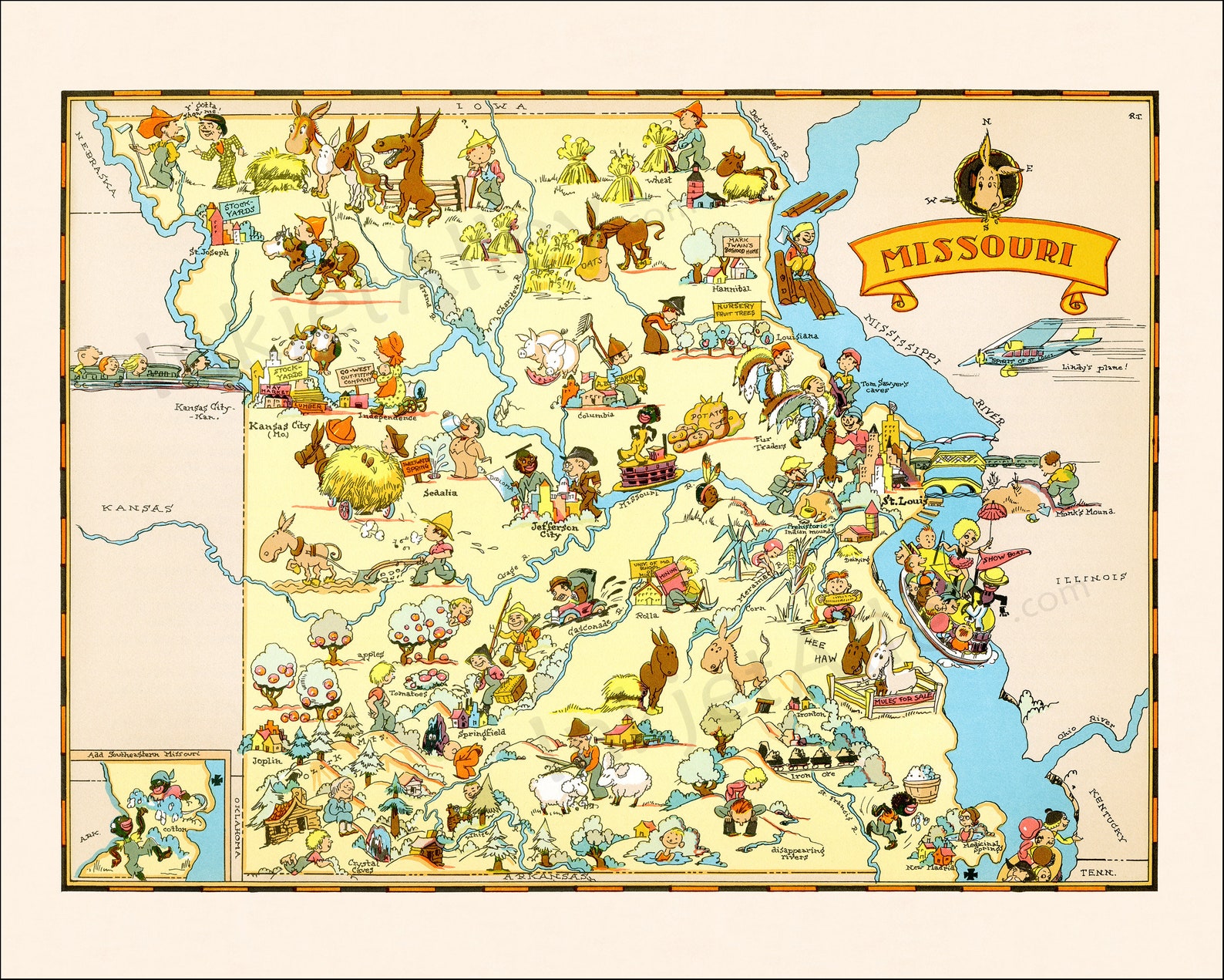 Fun State Map of Missouri – Digital Download PRINTABLE Vintage ...