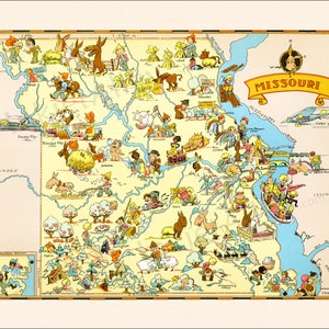 Fun State Map of Missouri – Digital Download PRINTABLE Vintage ...