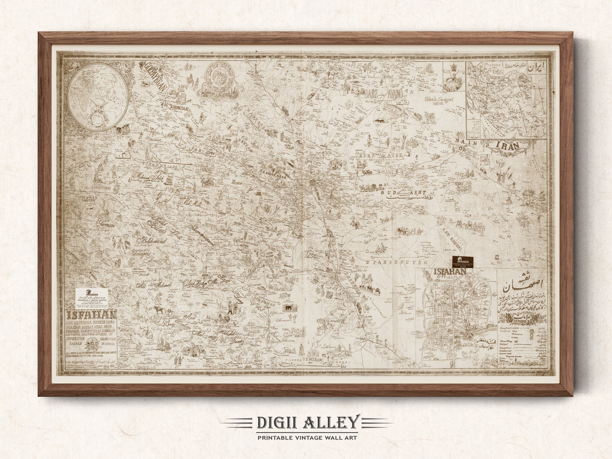 Old Map of Isfahan, Iran in the Middle East – Digital Download ...