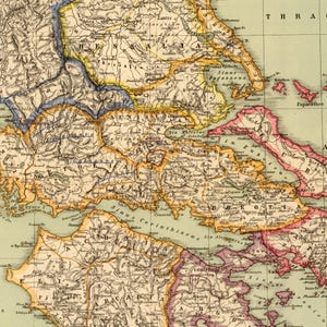 Old Map of Greece – Digital Download PRINTABLE Colorful Map of the ...