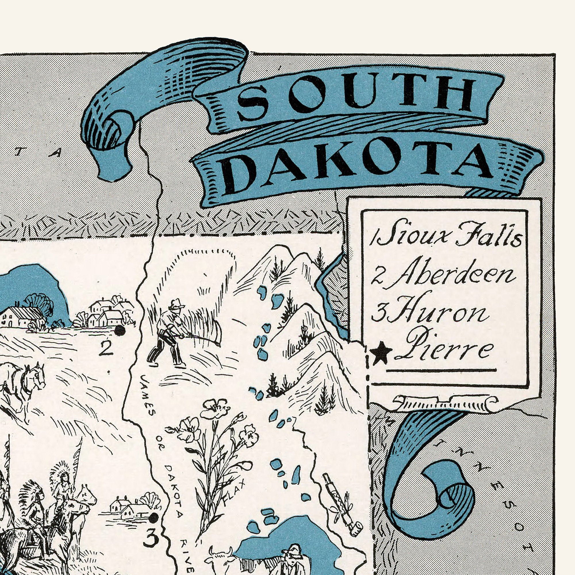 Pictorial Map of South Dakota – Digital Download PRINTABLE Vintage Fun ...