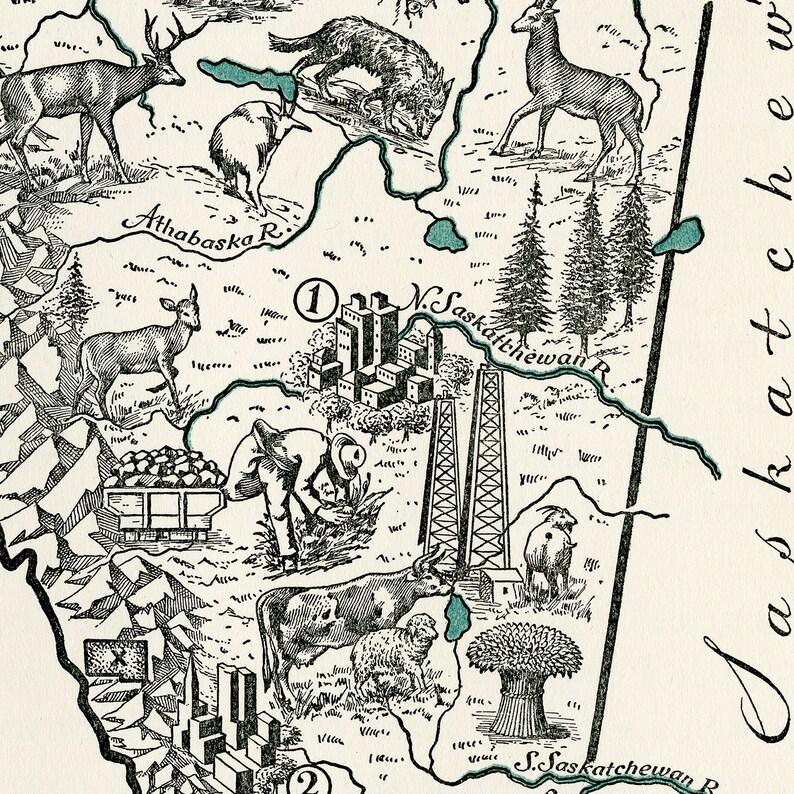 Map of Alberta Canada – Digital Download PRINTABLE Fun Vintage ...