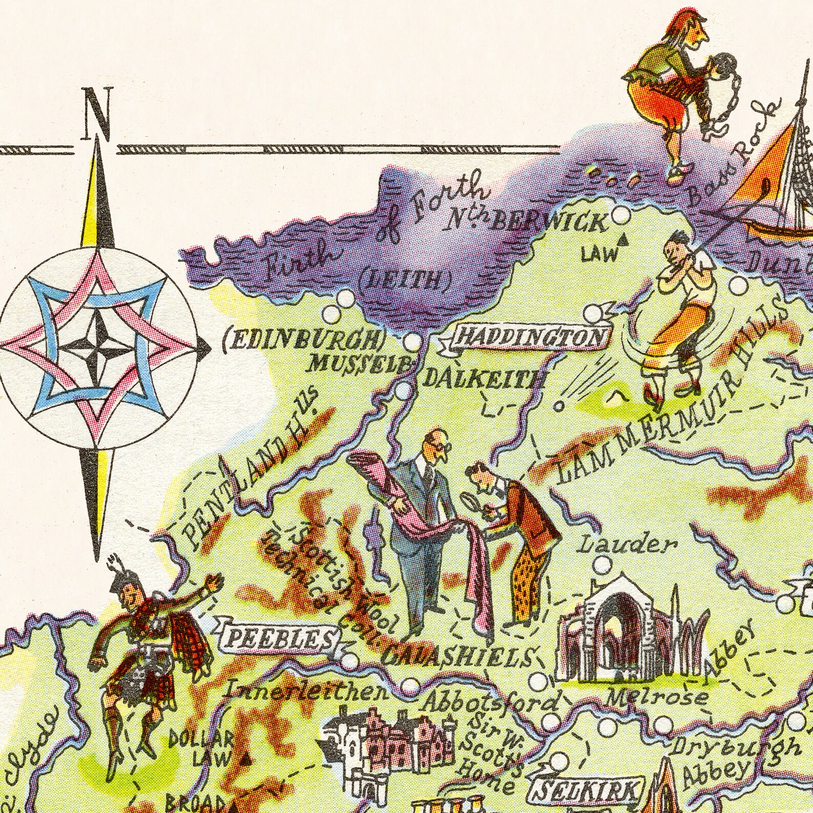 Fun Map of the Borders in Great Britain, England, UK Digital Download ...