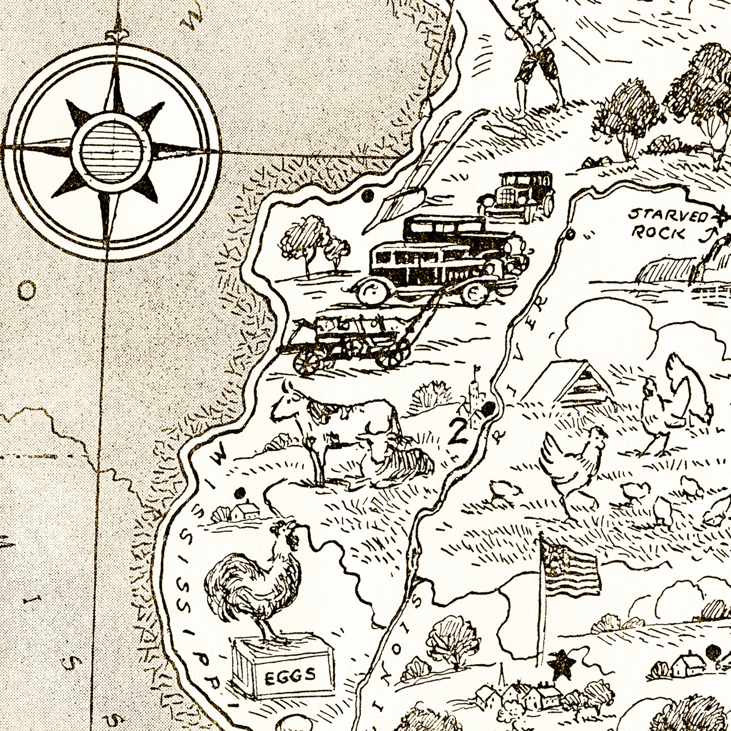 Pictorial State Map of Illinois – Digital Download PRINTABLE Vintage ...