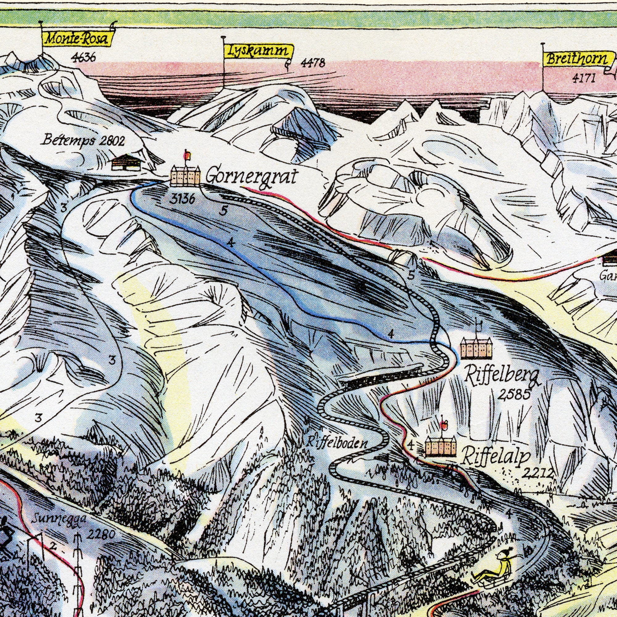 Fun Ski Trail Map of Zermatt in Switzerland – Digital Download ...