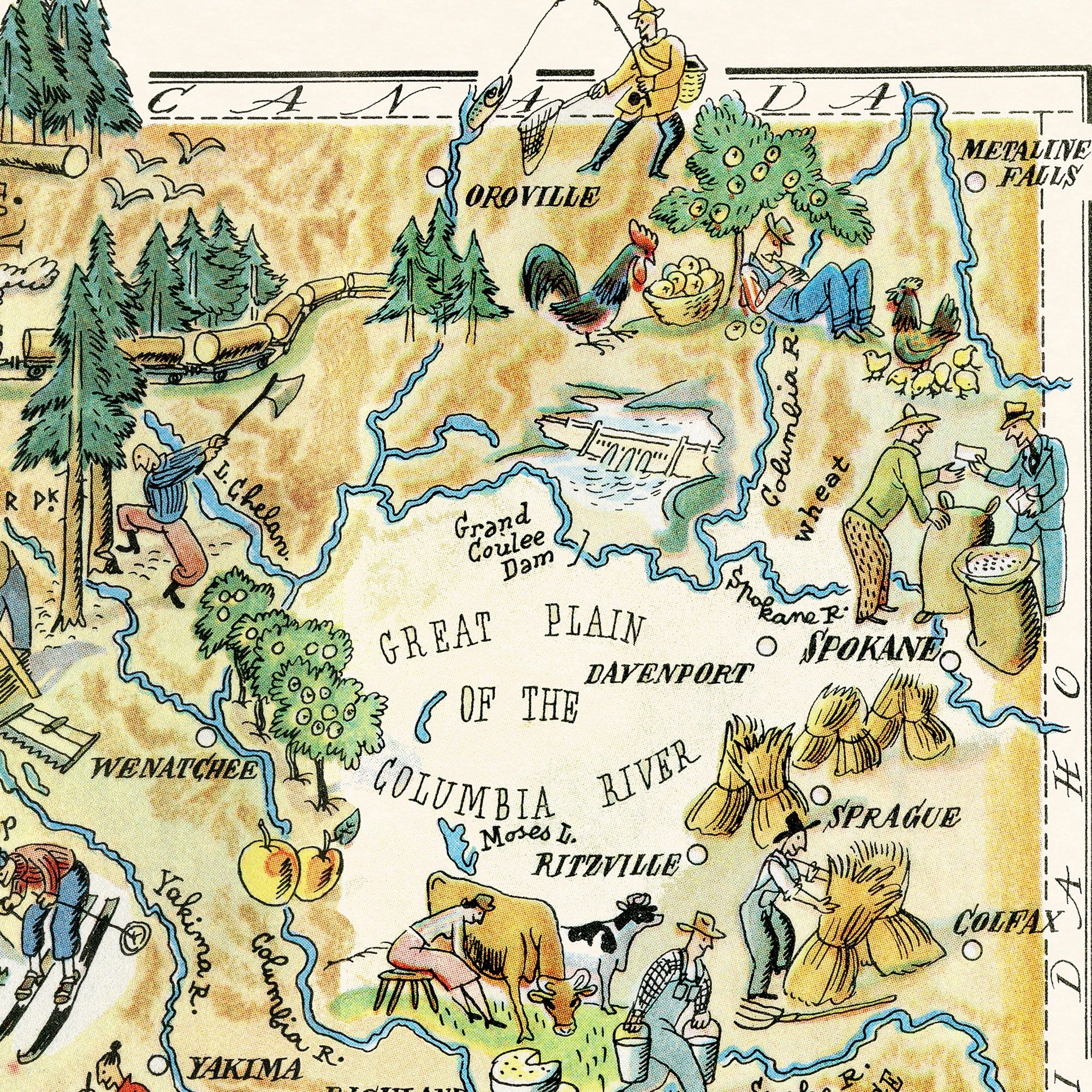 Fun State Map of Washington Digital Download PRINTABLE Vintage ...