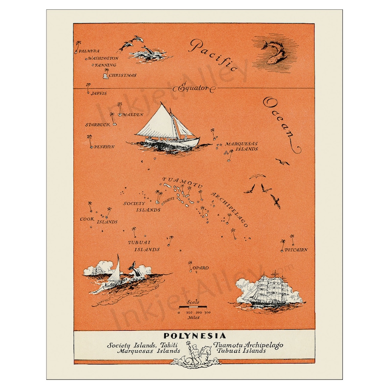 Map of Polynesia the Polynesian Islands – Digital Download PRINTABLE ...