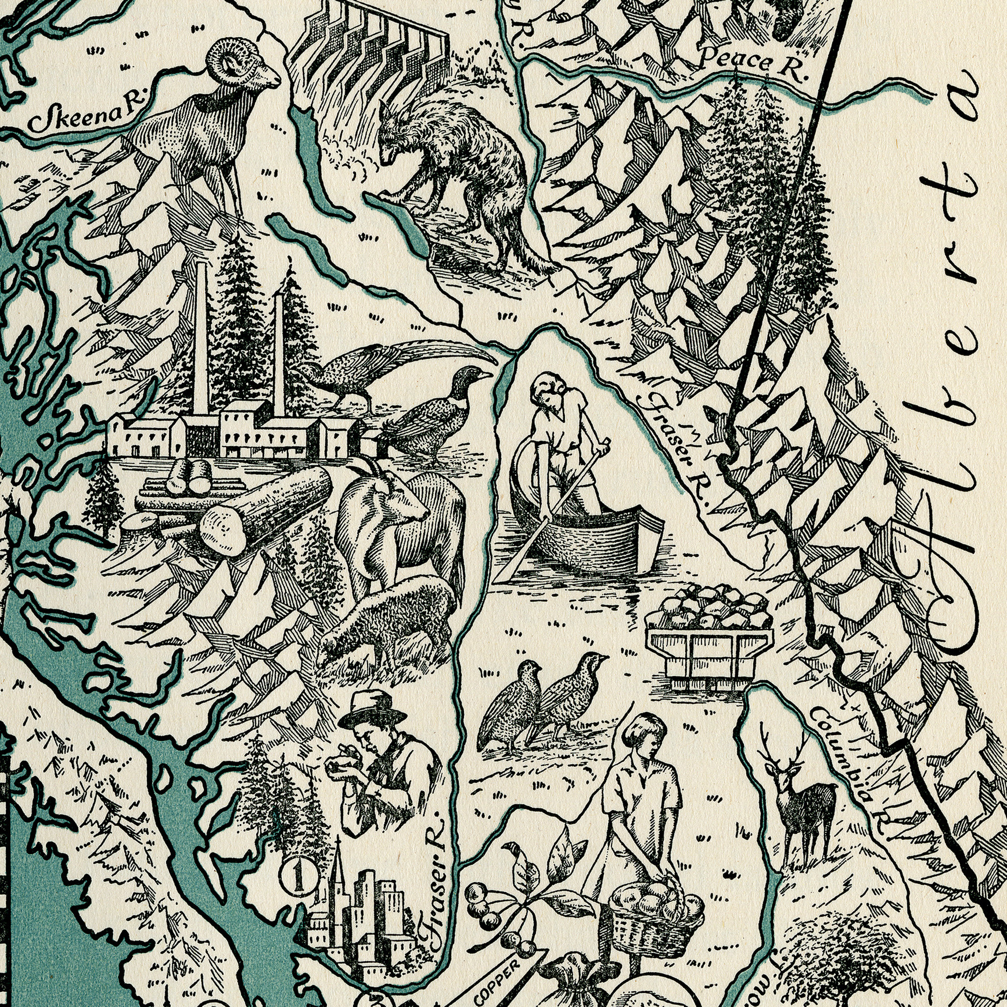 Map of British Columbia Canada – Digital Download PRINTABLE Fun Vintage ...