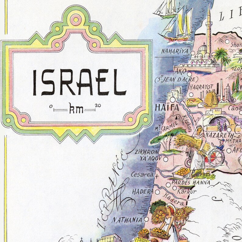 Old Map of Israel in the Middle East Digital Download PRINTABLE Vintage ...