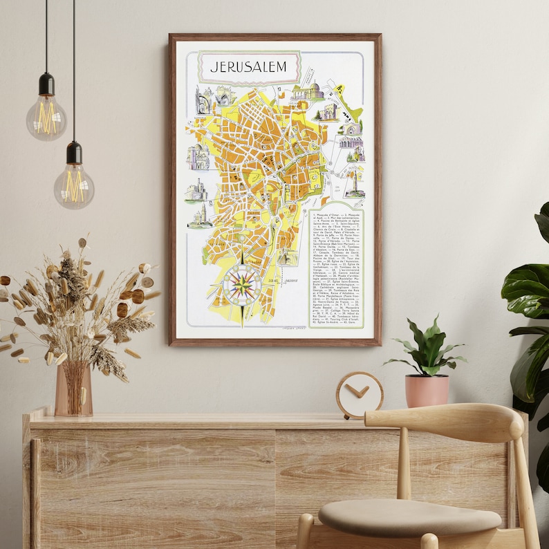 Old Map of Jerusalem in Israel in the Middle East – Digital Download ...
