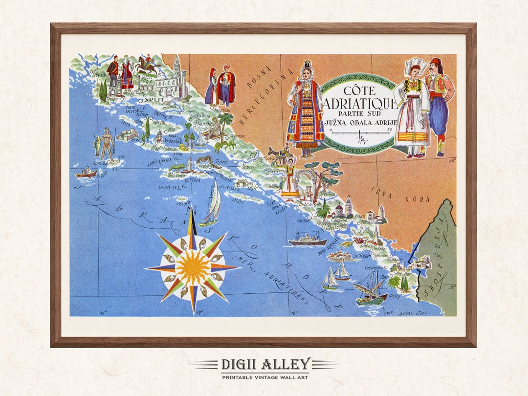 Old Map of South Croatia – Digital Download PRINTABLE Vintage Fun ...