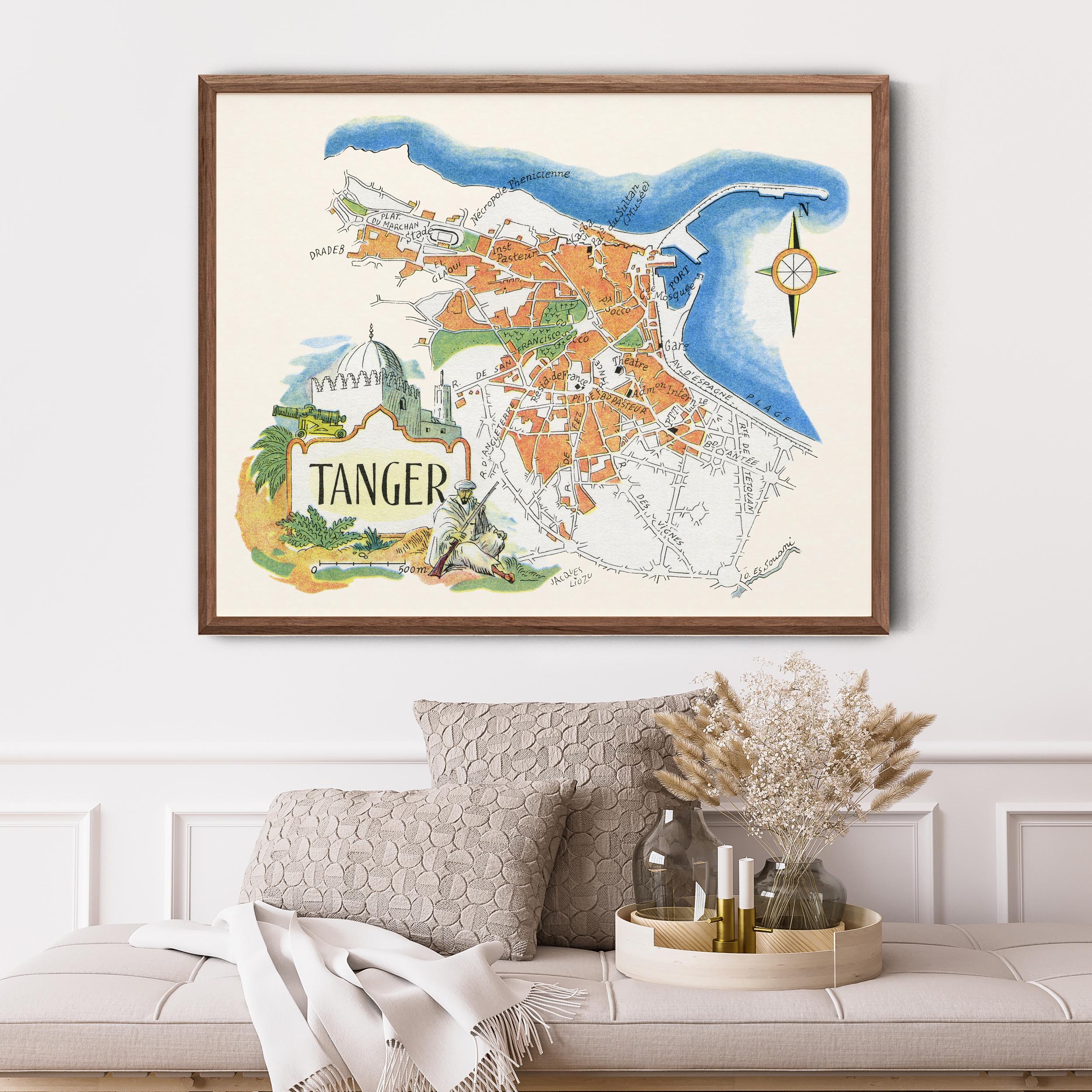 Fun Map of Tangier North Africa – Digital Download PRINTABLE Vintage ...