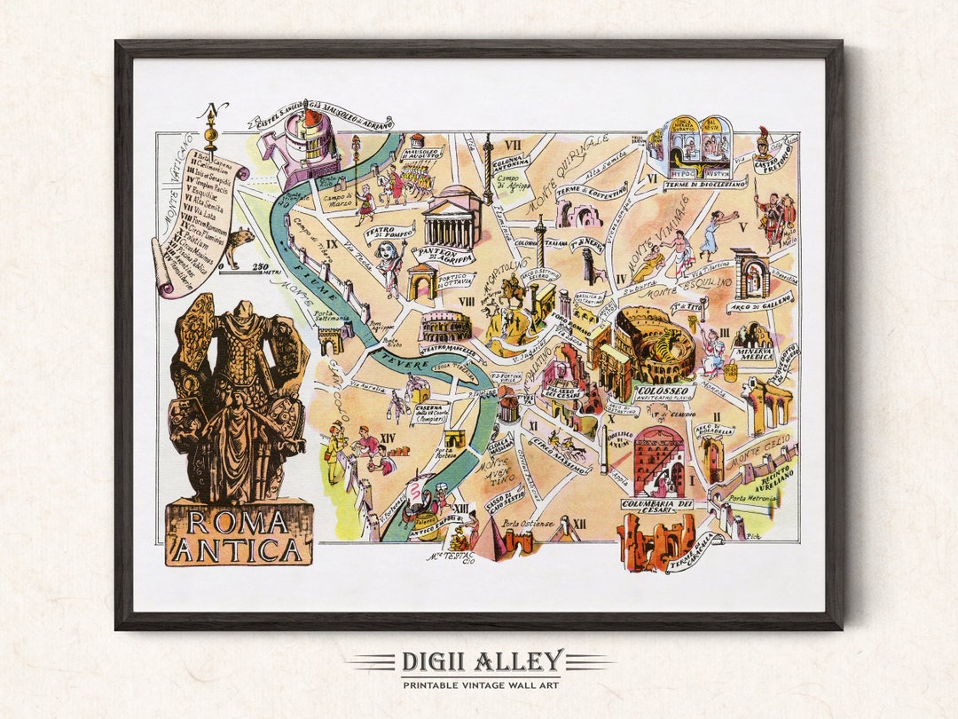 Fun Map of Italy Ancient Rome – Digital Download PRINTABLE Vintage ...