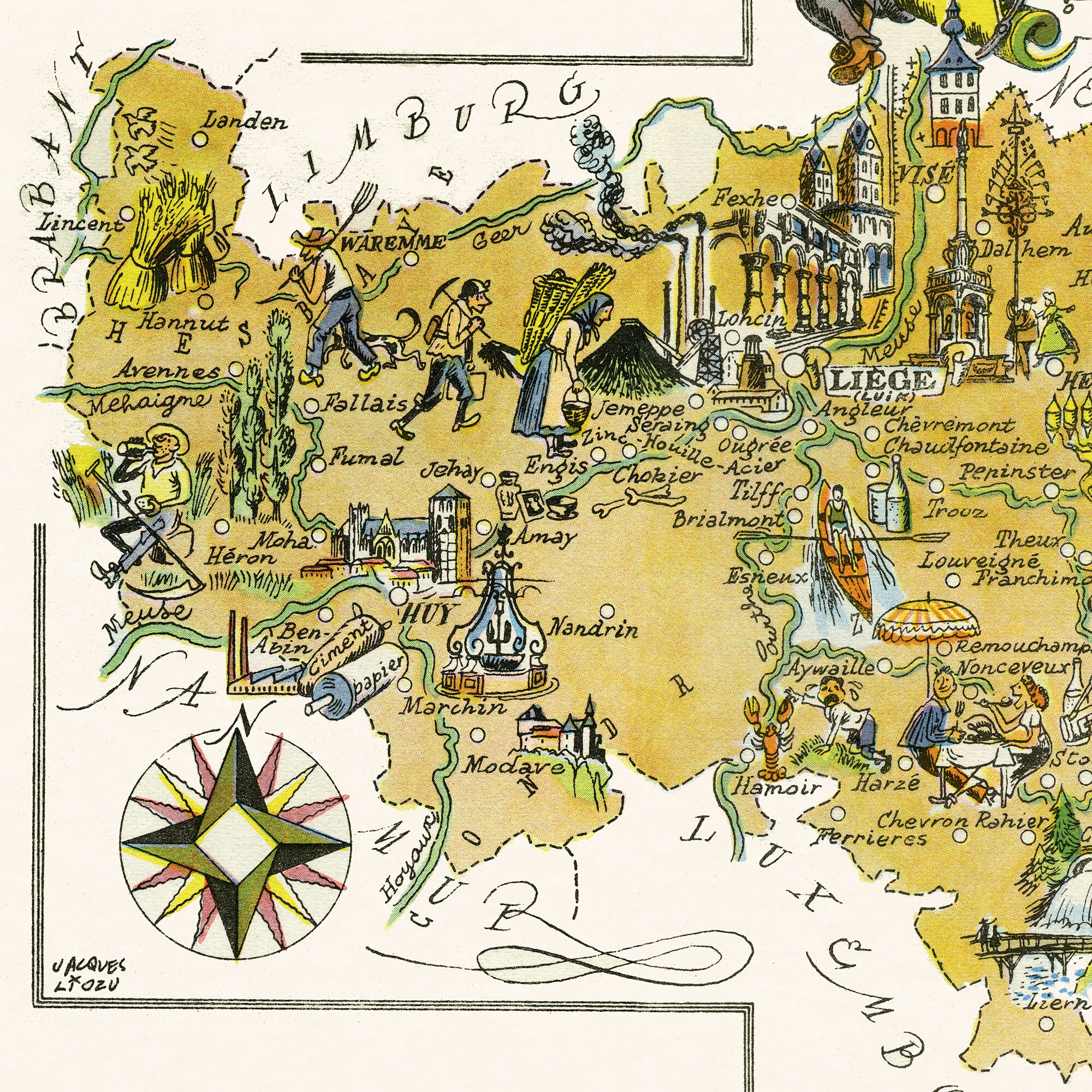 Fun Map of Liege, Belgium – Digital Download PRINTABLE Vintage ...