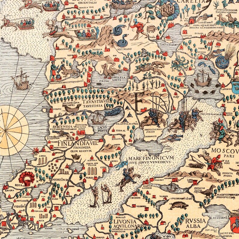 Old Map of Scandinavia – Digital Download PRINTABLE Vintage Pictorial ...