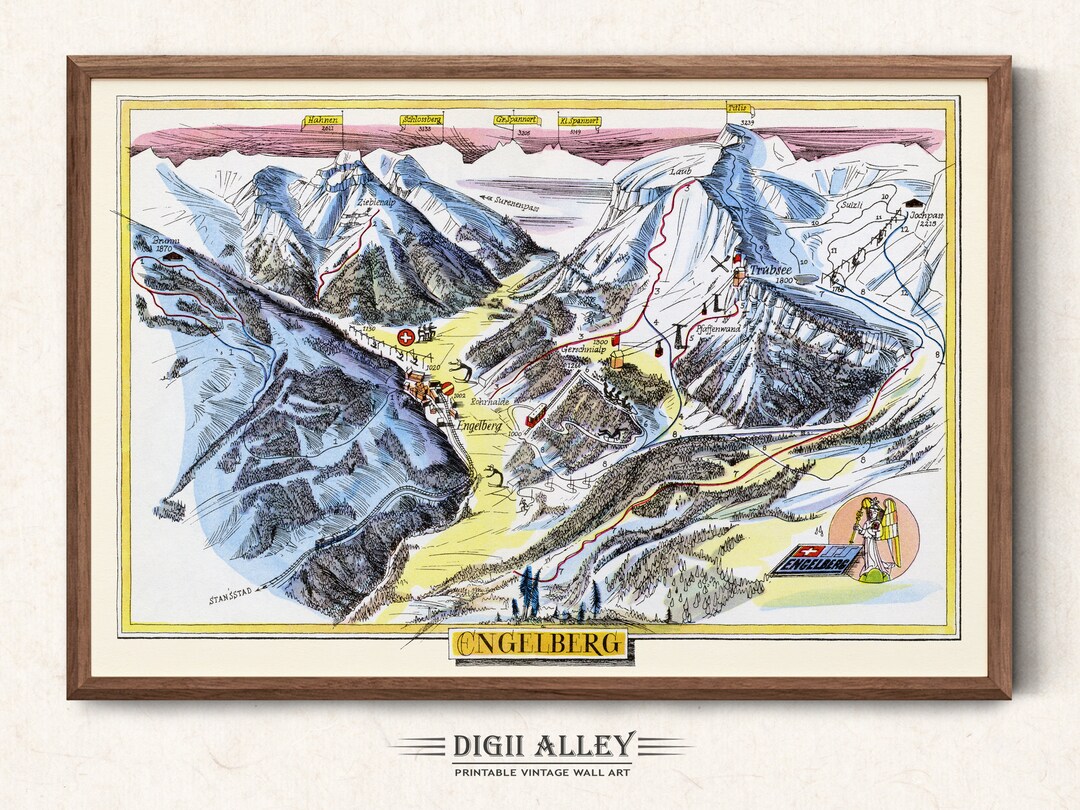 Fun Ski Trail Map of Engelberg in Switzerland – Digital Download ...