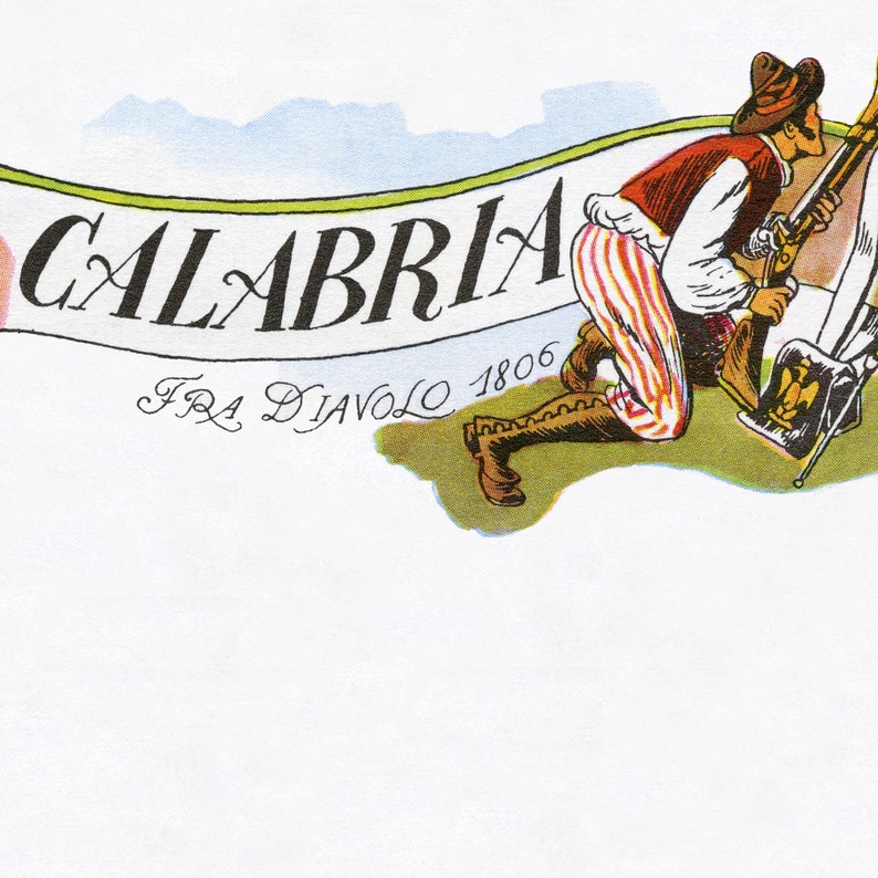 Fun Map of Italy Calabria – Digital Download PRINTABLE Vintage ...