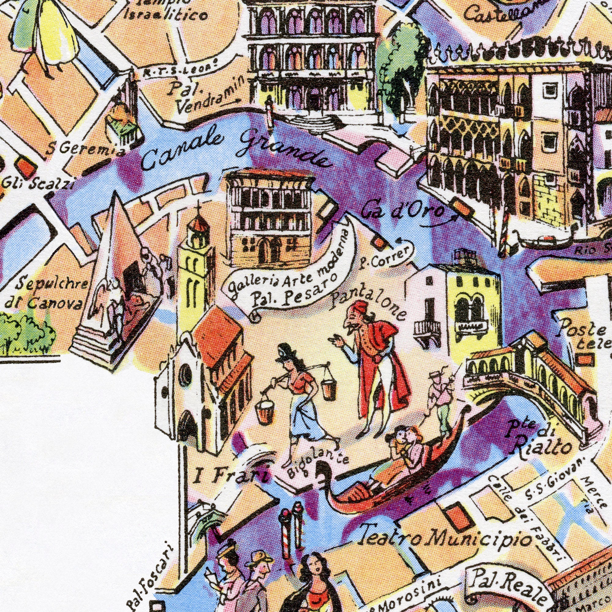 Fun Map of Venice in Italy – Digital Download PRINTABLE Vintage ...