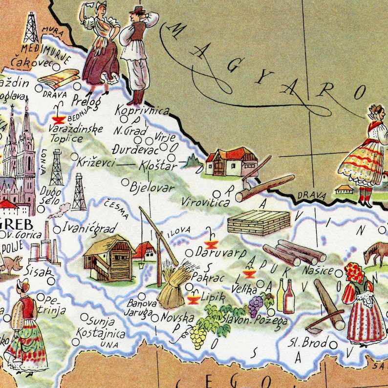 Old Map of Croatia – Digital Download PRINTABLE Vintage Fun Pictorial ...