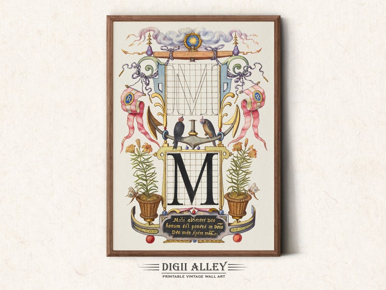 Letter M - Calligraphy Alphabet – Printable Digital Download, Vintage ...