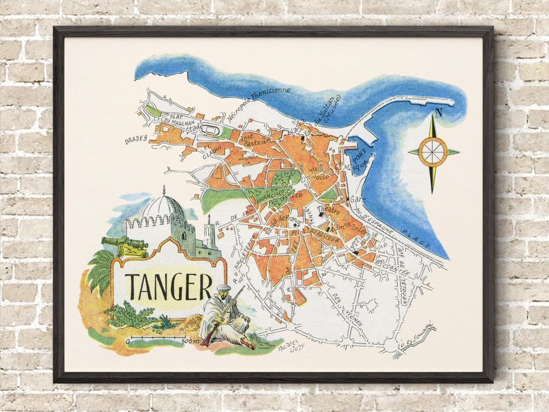 Fun Map of Tangier North Africa – Digital Download PRINTABLE Vintage ...