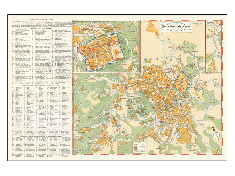 Old Map of Jerusalem in Israel in the Middle East – Digital Download ...