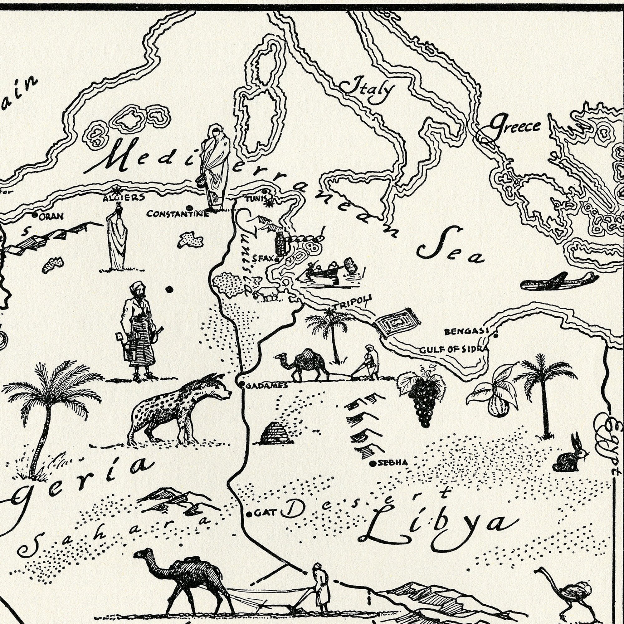 Map of North Africa – Digital Download PRINTABLE Vintage Pictorial Fun ...