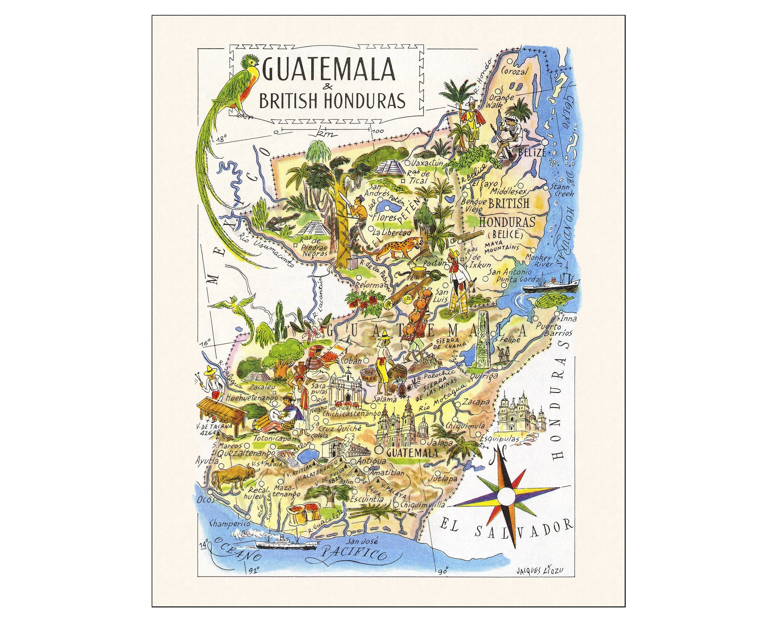 Fun Map of Guatemala Central America – Digital Download PRINTABLE ...