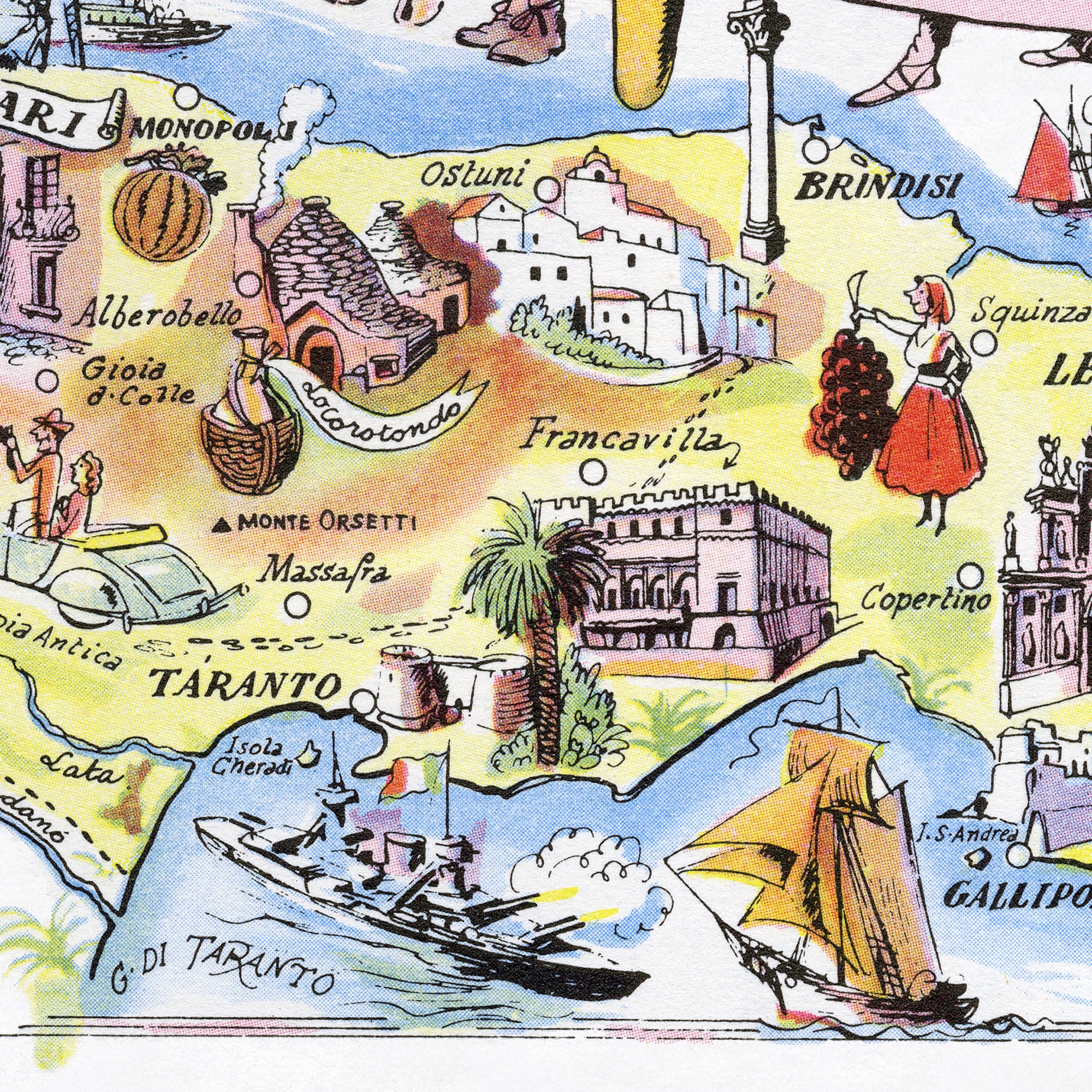 Fun Map of Puglia in Italy – Digital Download PRINTABLE Vintage ...