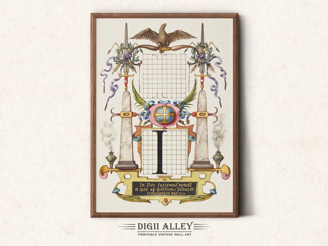 Letter I - Calligraphy Alphabet – Printable Digital Download, Vintage ...