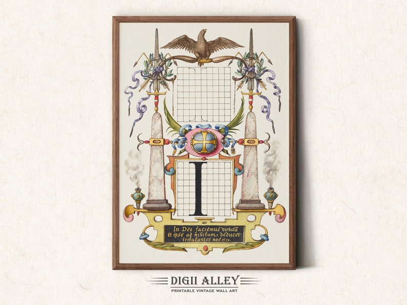 Letter I - Calligraphy Alphabet – Printable Digital Download, Vintage ...