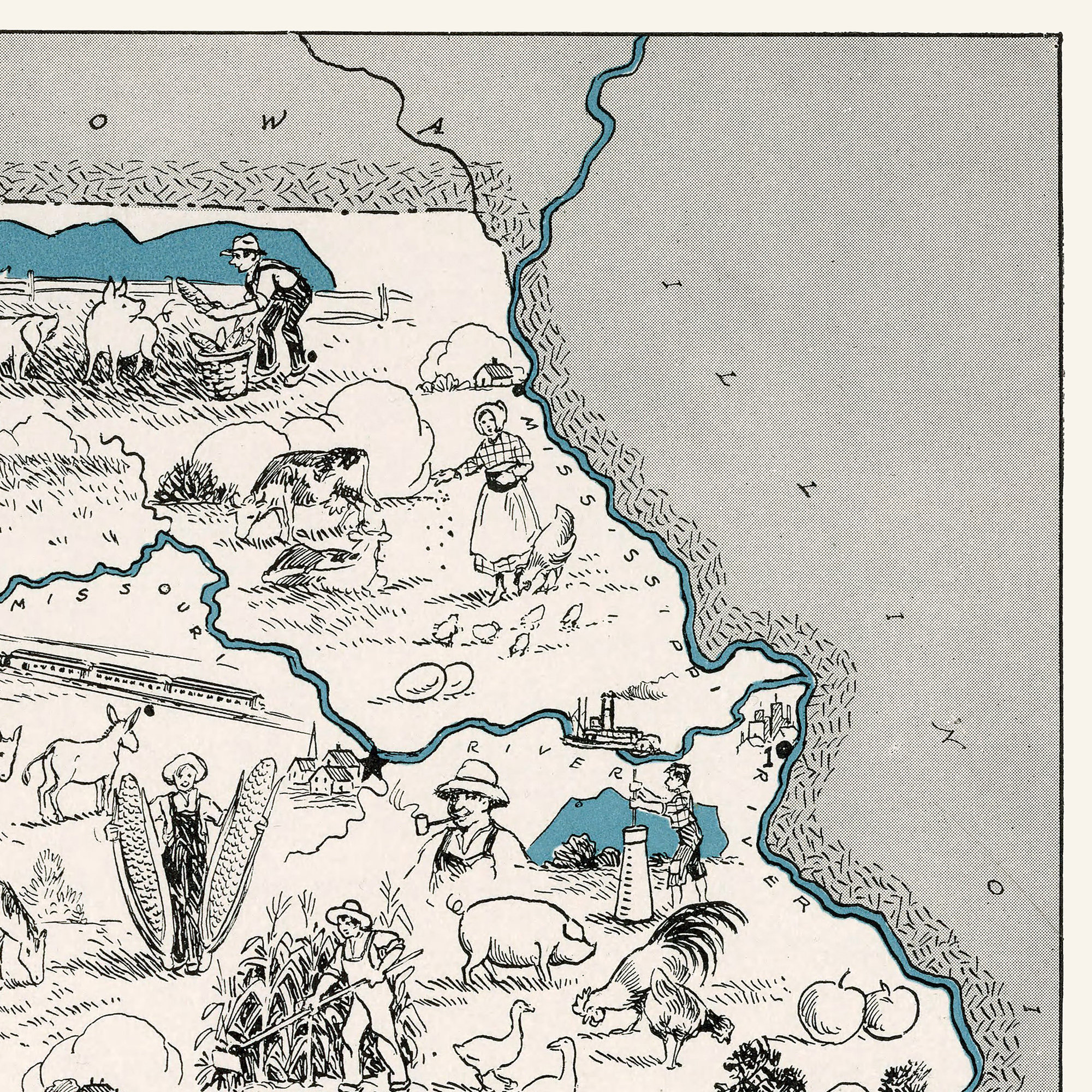 Pictorial Map of Missouri – Digital Download PRINTABLE Vintage Fun Old ...