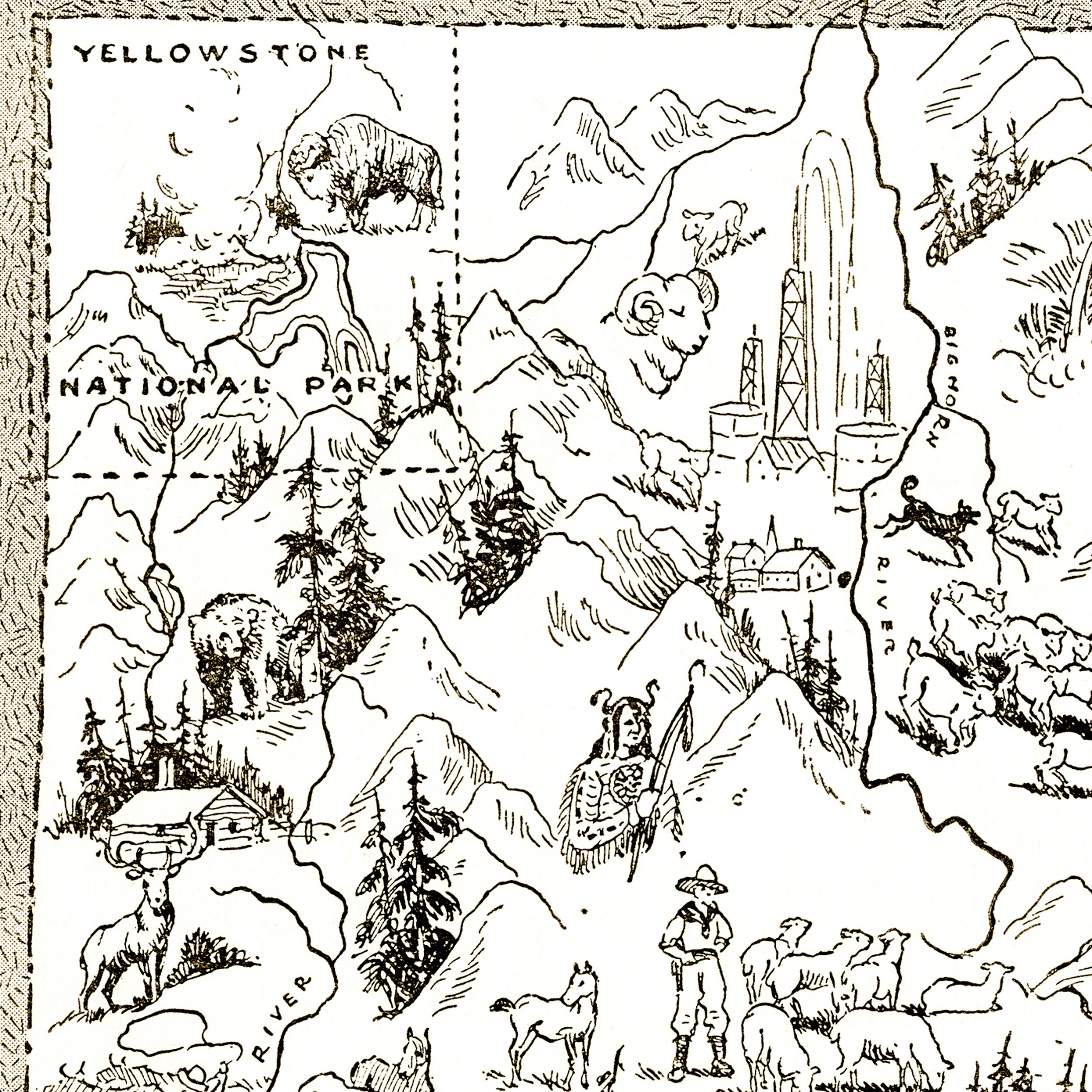 Pictorial State Map of Wyoming – Digital Download PRINTABLE Vintage Fun ...
