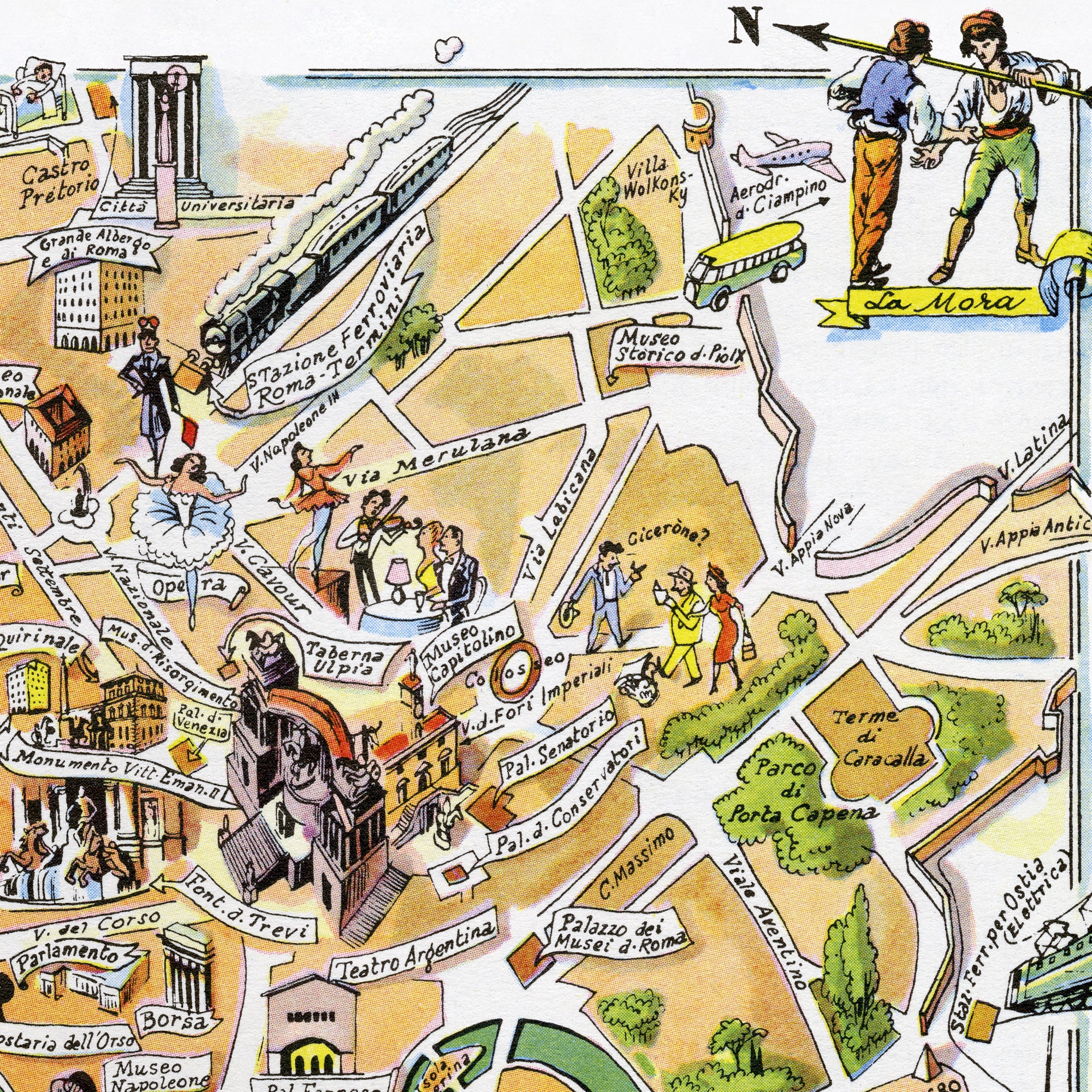 Fun Map of Italy Rome Roma Moderna Digital Download PRINTABLE Vintage ...