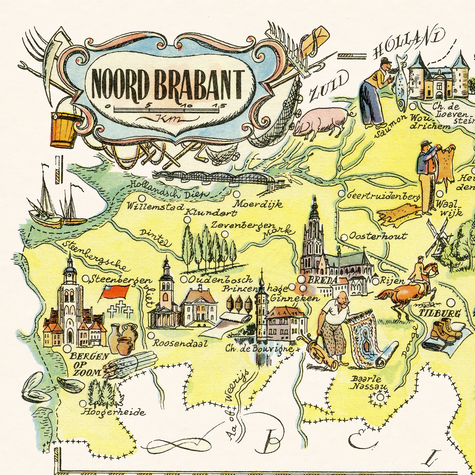 Fun Map of (noord) North Brabant, Holland – Digital Download PRINTABLE ...