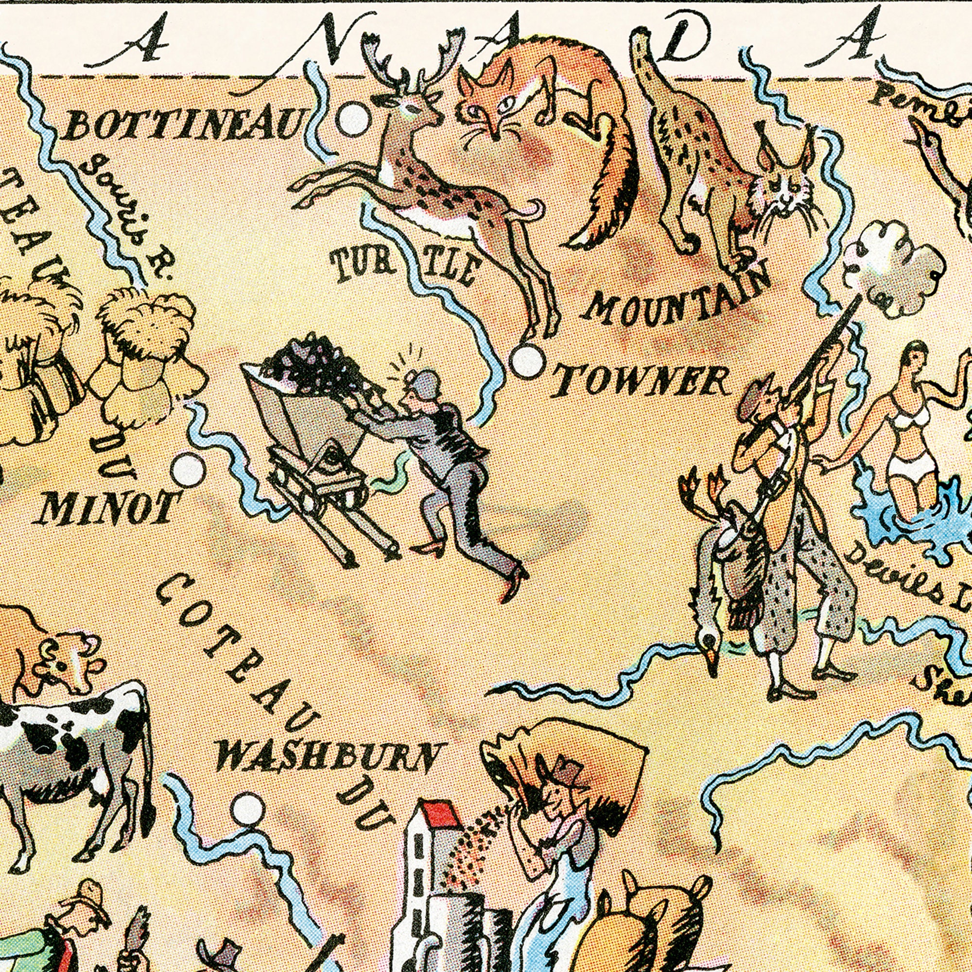 Fun State Map of North Dakota Digital Download PRINTABLE - Etsy