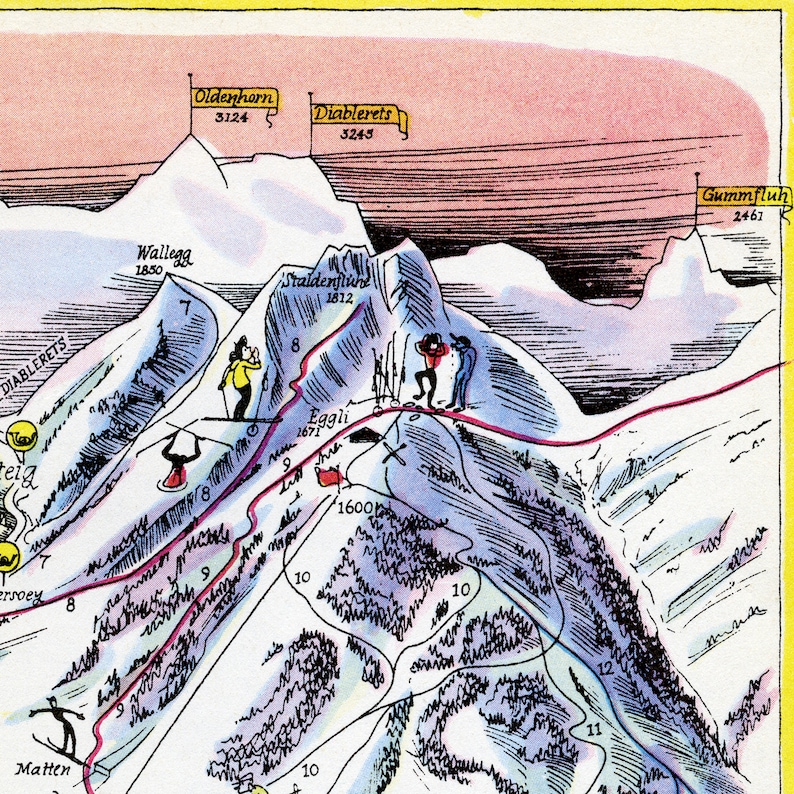 Fun Ski Trail Map of Gstaad in Switzerland – Digital Download PRINTABLE ...