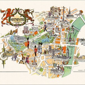 Fun Map of Westminster in Great Britain, England, UK – Digital Download ...