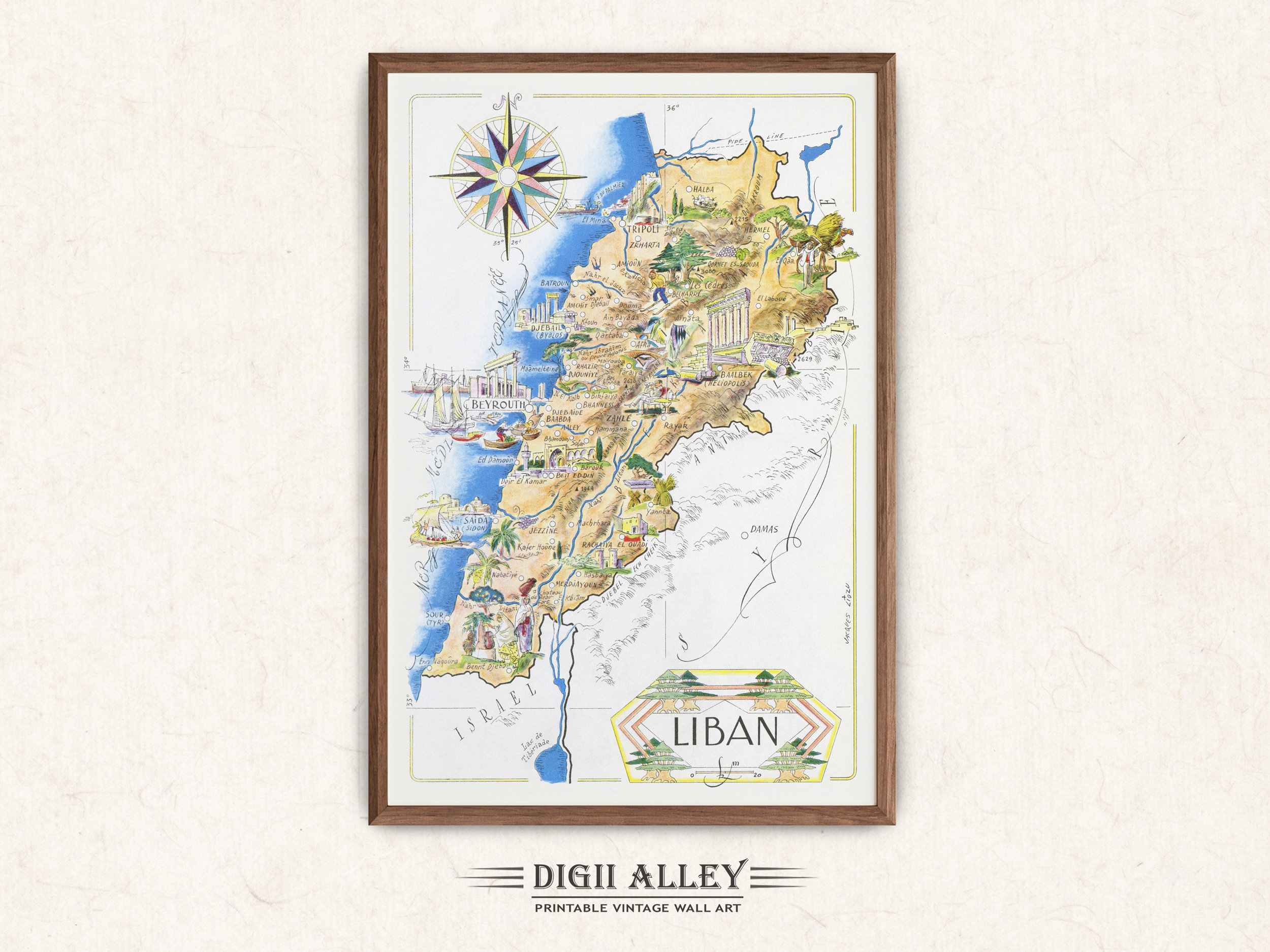 Old Map of Lebanon in the Middle East – Digital Download PRINTABLE ...