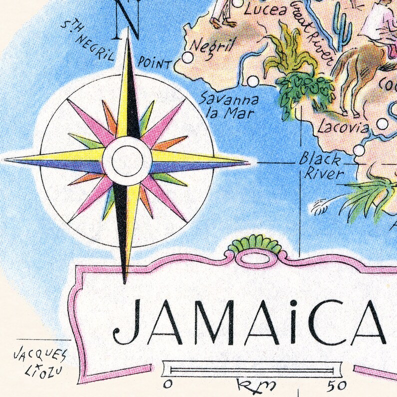 Fun Map of Jamaica in the Caribbean – Digital Download PRINTABLE ...