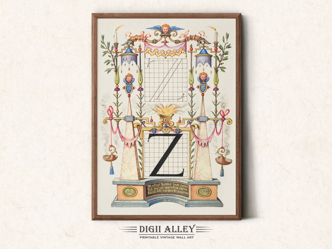 Letter Z - Calligraphy Alphabet – Printable Digital Download, Vintage ...