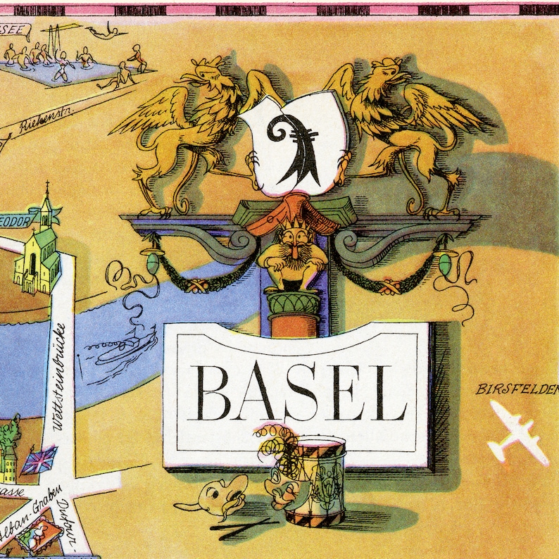 Fun Street Map of Basel in Switzerland – Digital Download PRINTABLE ...