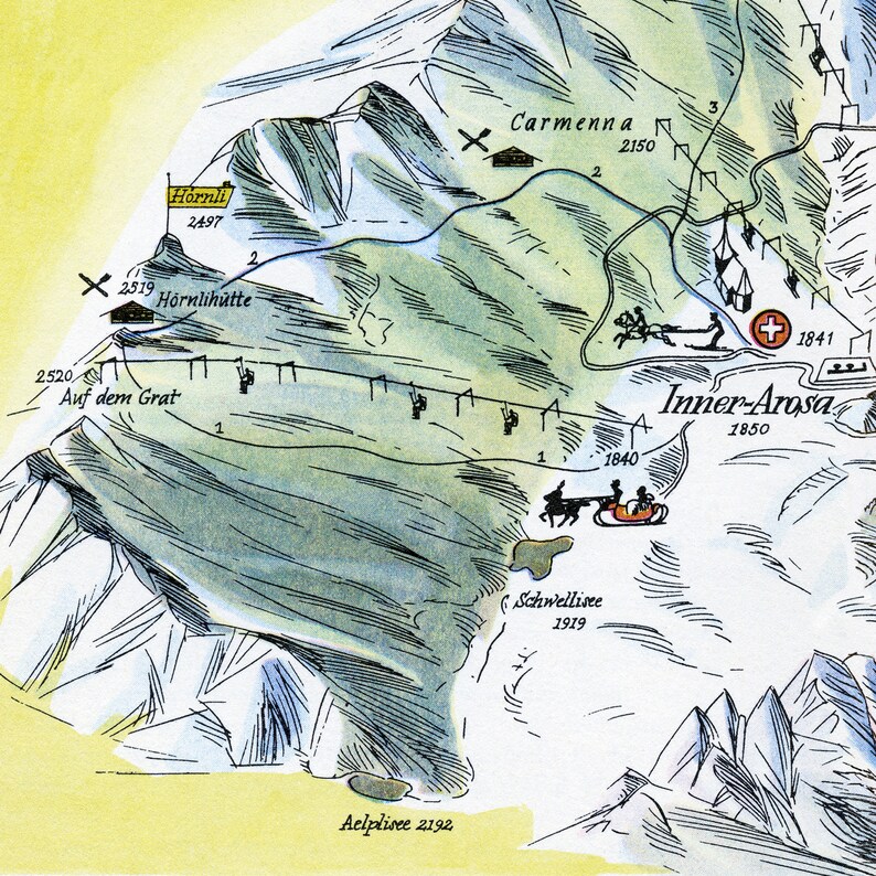 Fun Ski Trail Map of Arosa in Switzerland Digital Download PRINTABLE ...