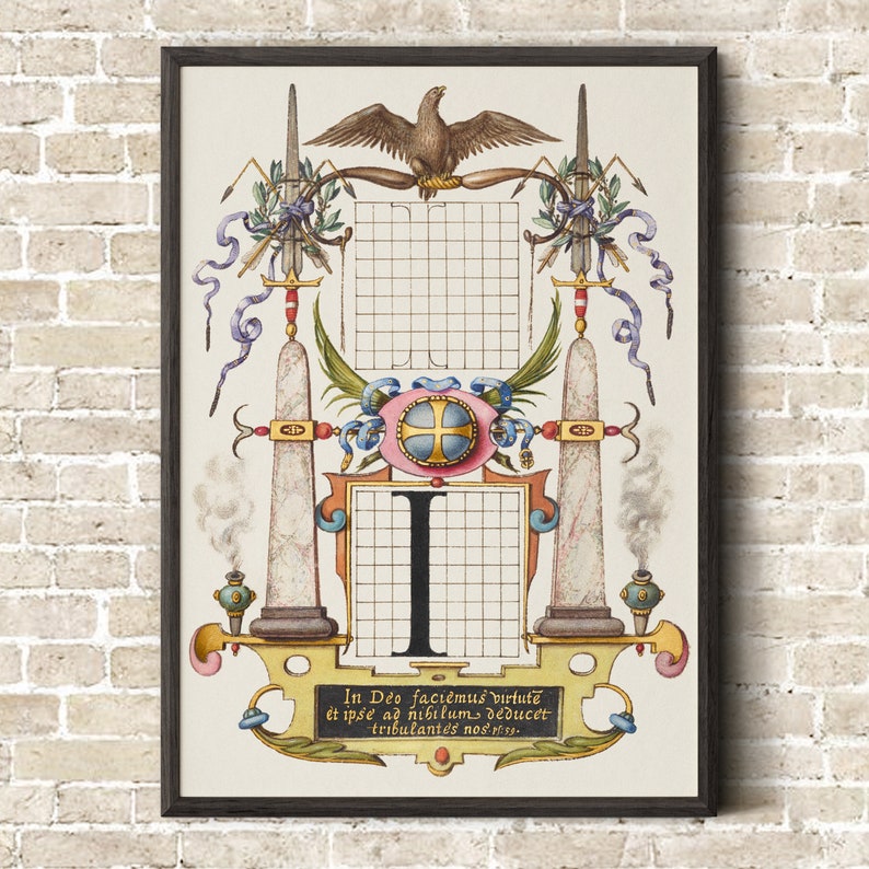 Letter I - Calligraphy Alphabet – Printable Digital Download, Vintage ...