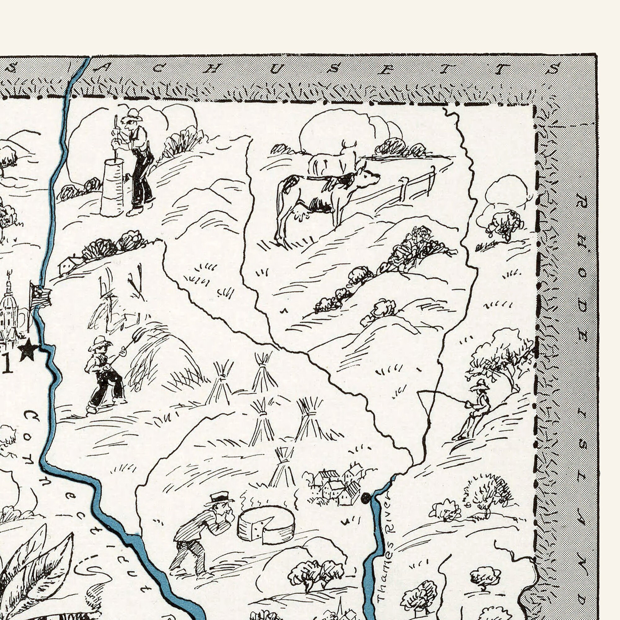 Pictorial Map of Connecticut – Digital Download PRINTABLE Vintage Fun ...