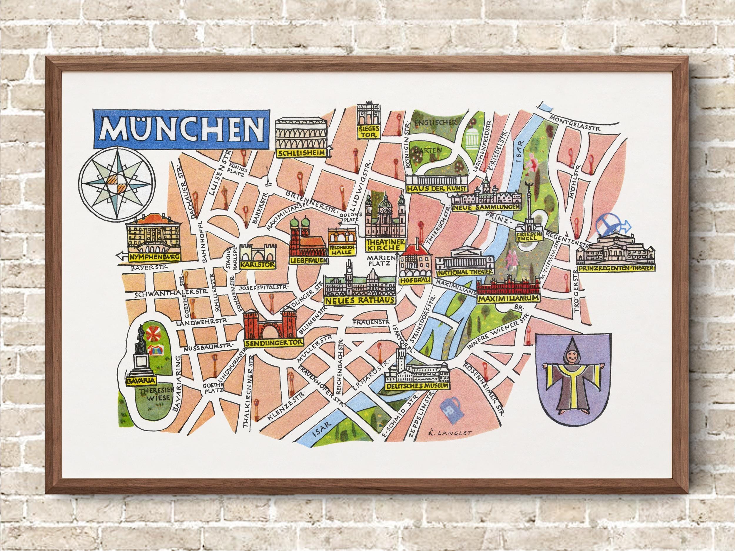 Fun Map of Munich in Germany, Deutschland, DE – Digital Download ...