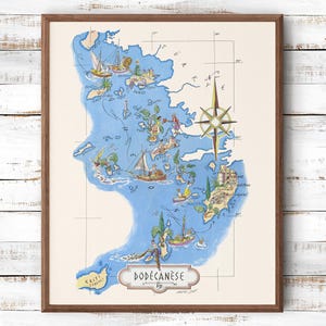 Fun Map of Dodecanese Greek Islands – Digital Download PRINTABLE ...