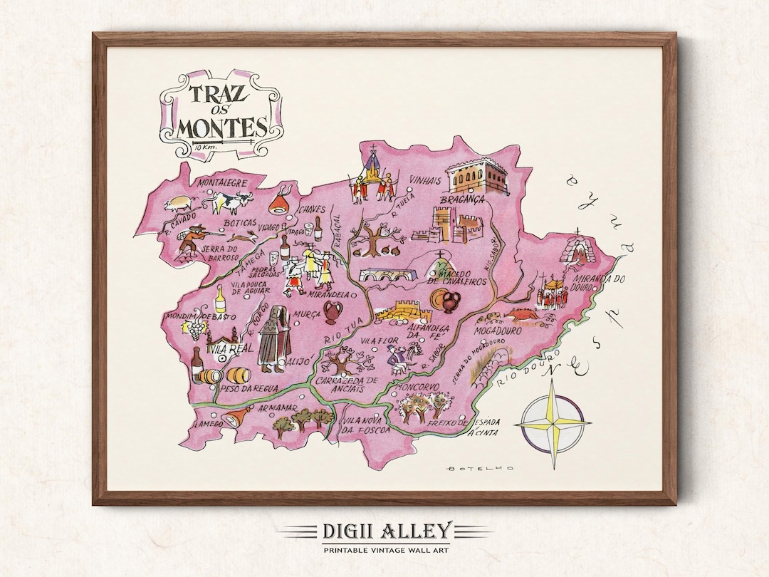 Fun Map of Traz Os Montes in Portugal – Digital Download PRINTABLE ...